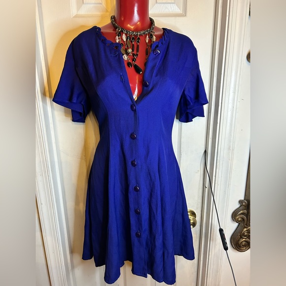 Be Smart | Dresses | Vintage Be Smart Purple Dress Button Down Lace Up ...